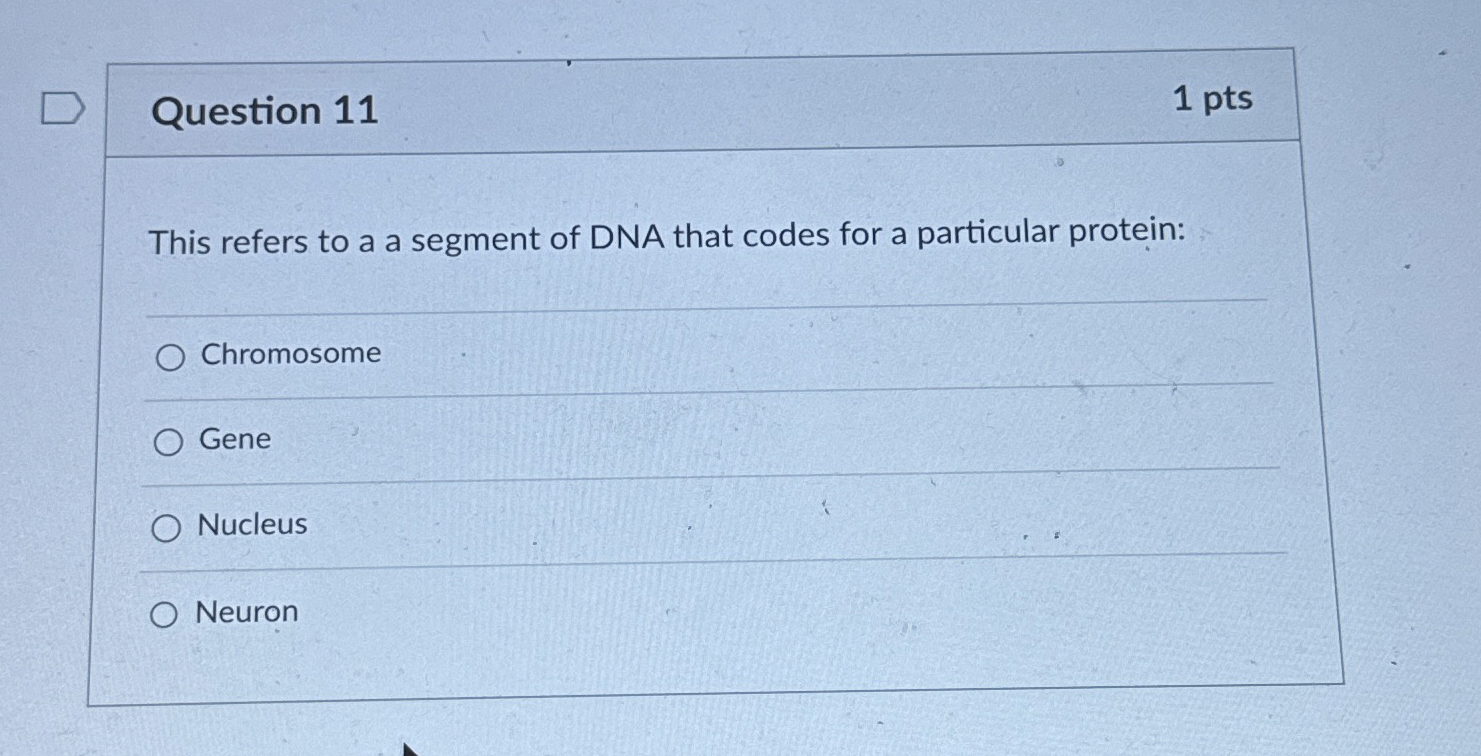 Solved Question 111 ﻿ptsThis refers to a a segment of DNA | Chegg.com