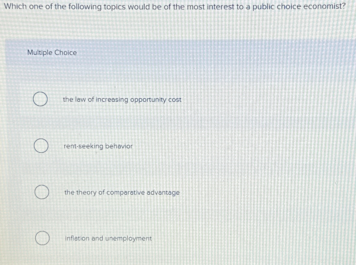 Solved Which one of the following topics would be of the | Chegg.com