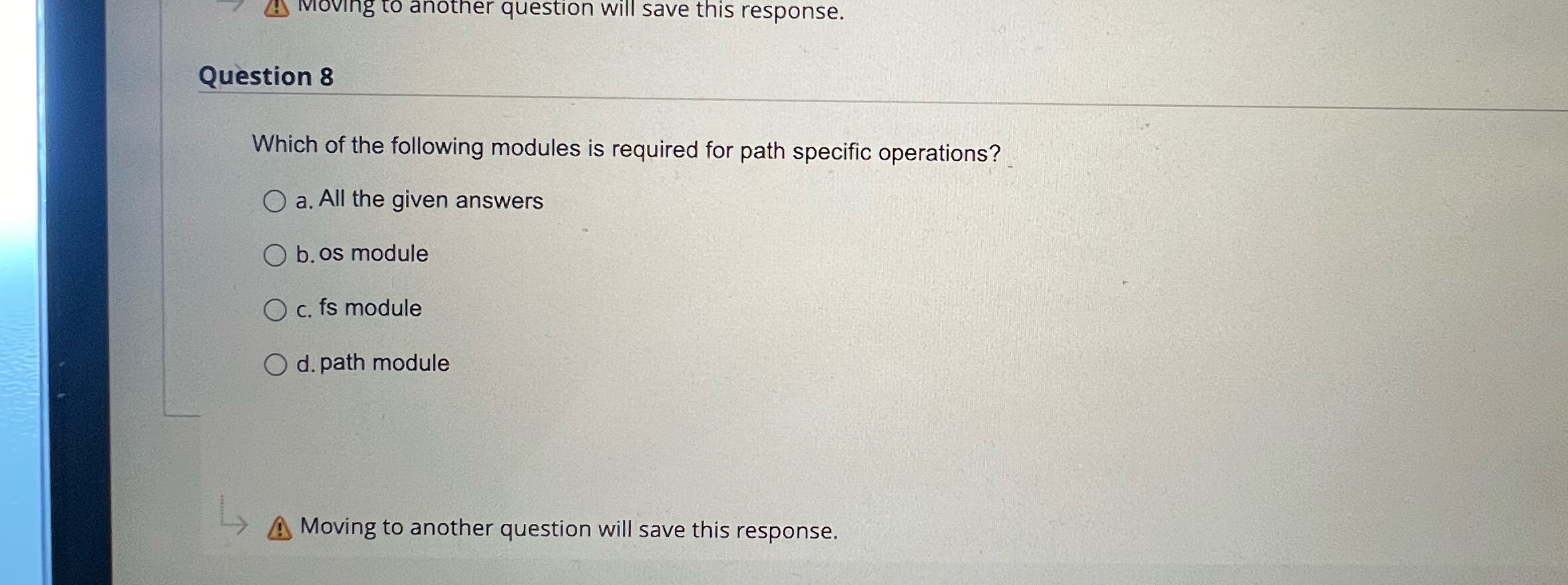 Solved Question 8Which of the following modules is required | Chegg.com