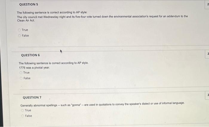 The following sentence is correct acoording to AP | Chegg.com