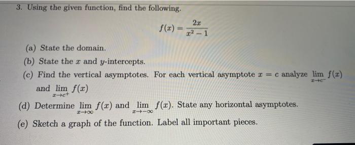 Solved 3. Using the given function, find the following. | Chegg.com
