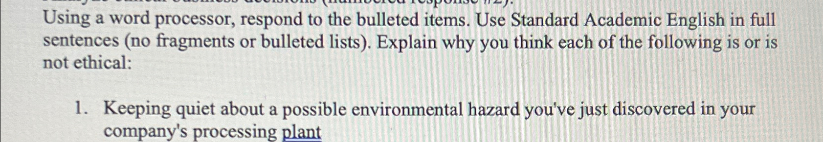 Solved Using a word processor, respond to the bulleted | Chegg.com