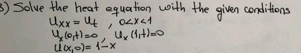 Solved Solve the heat equation with the given conditions | Chegg.com
