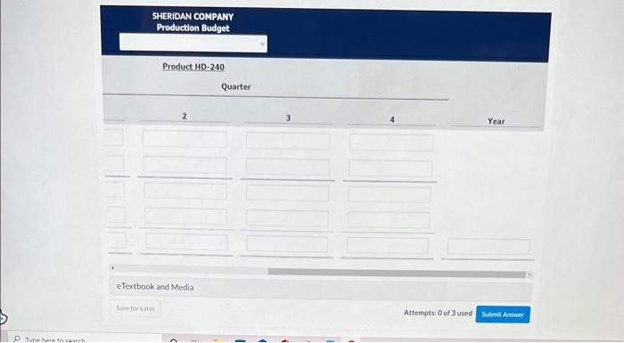Solved Current Attempt in Progress Sheridan Company produces | Chegg.com
