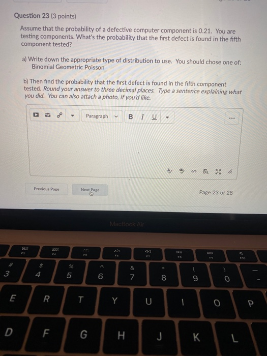 Solved Question 23 (3 points) Assume that the probability of | Chegg.com