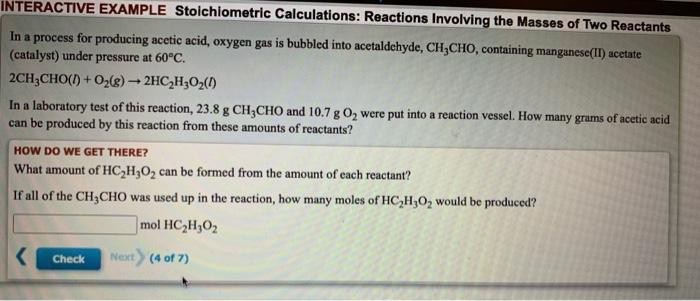 Solved INTERACTIVE EXAMPLE Stoichiometric Calculations: | Chegg.com