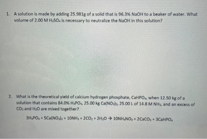 Solved 1. A solution is made by adding 25.981 g of a solid | Chegg.com