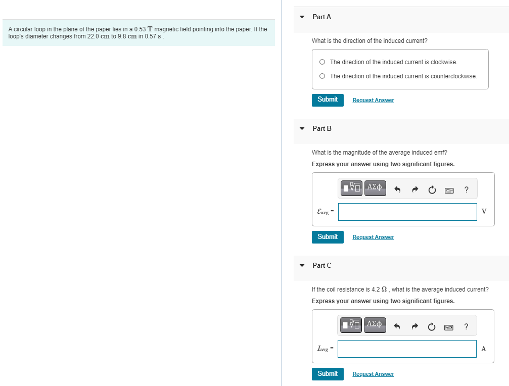 Solved Part AA circular loop in the plane of the paper lies | Chegg.com