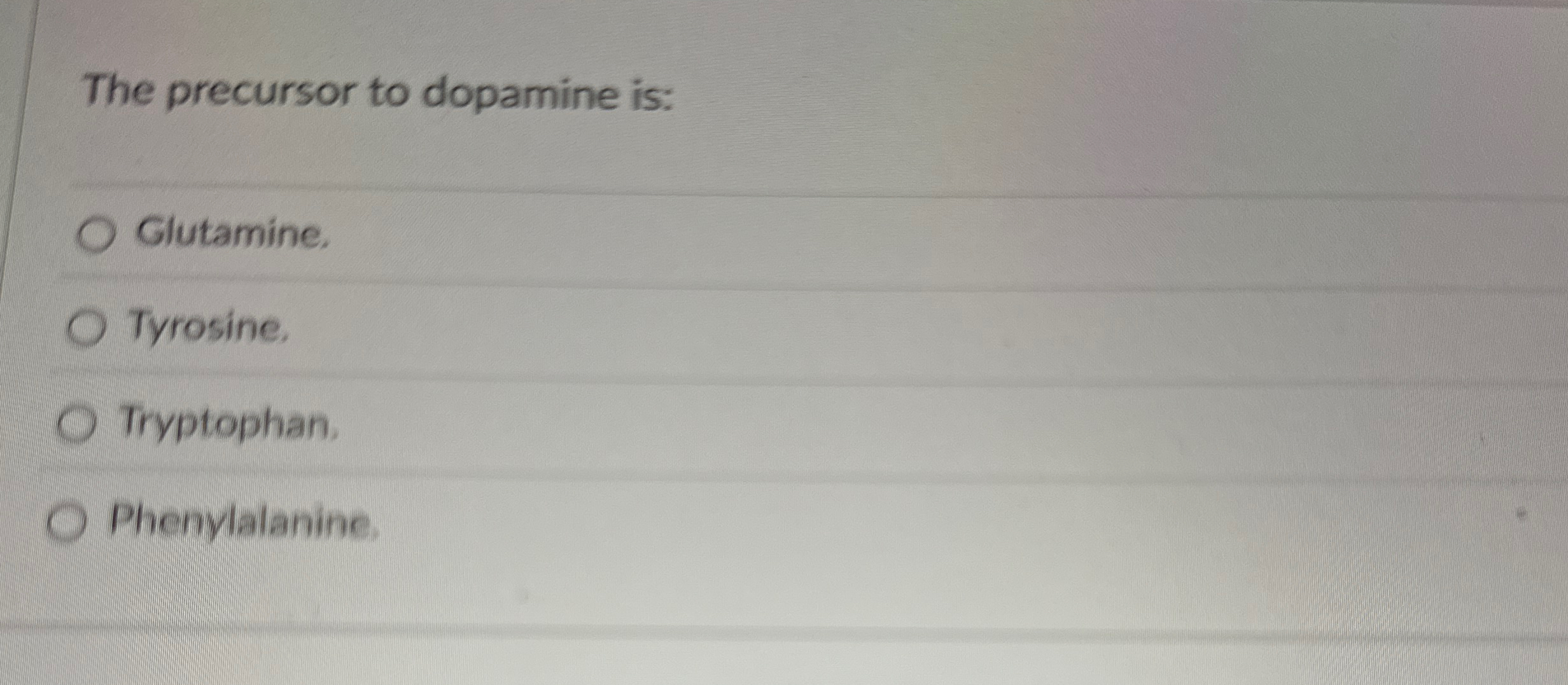 Solved The precursor to dopamine | Chegg.com