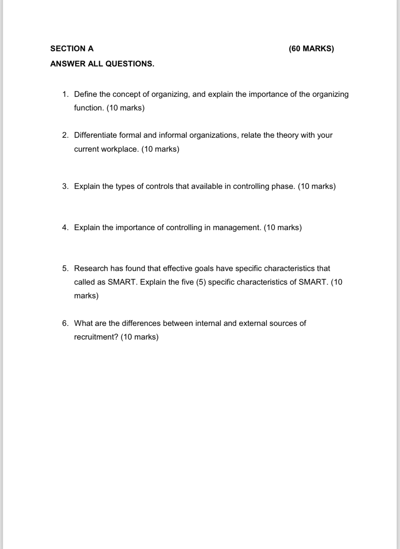 Solved SECTION A(60 MARKS)ANSWER ALL QUESTIONS.Define the | Chegg.com Solved SECTION A(60 MARKS)ANSWER ALL QUESTIONS.Define the | Chegg.com