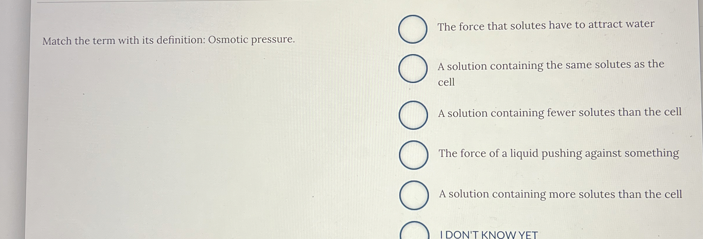 Solved Match the term with its definition: Osmotic | Chegg.com