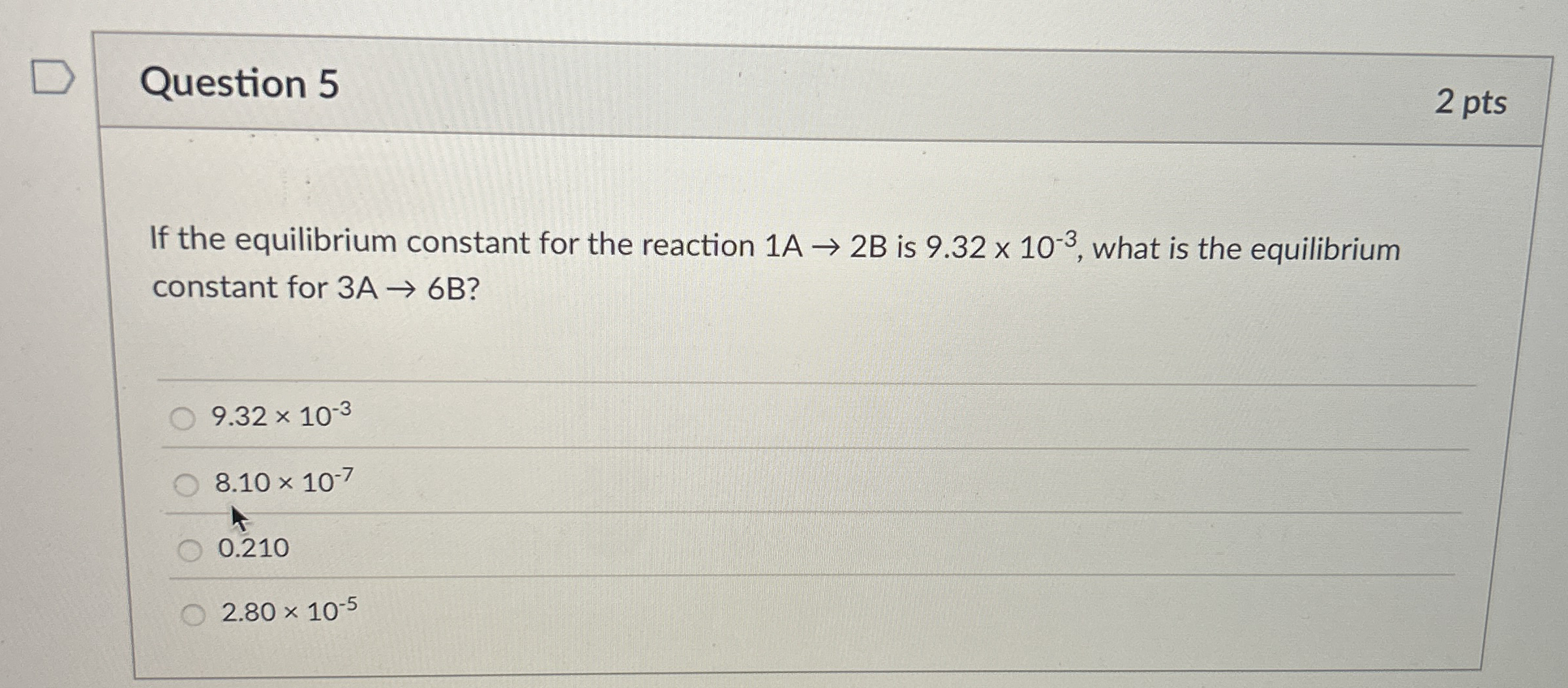 Solved Question 52 ﻿ptsIf the equilibrium constant for the | Chegg.com