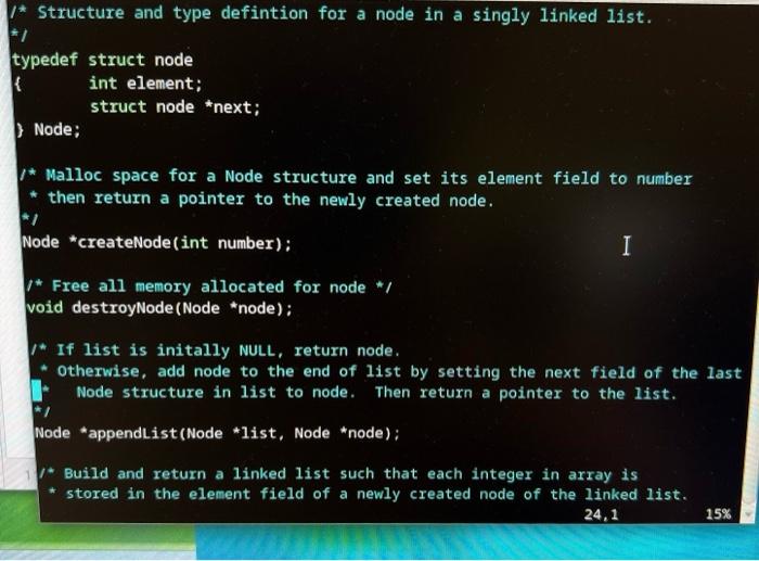 Solved Structure and type defintion for a node in a singly | Chegg.com