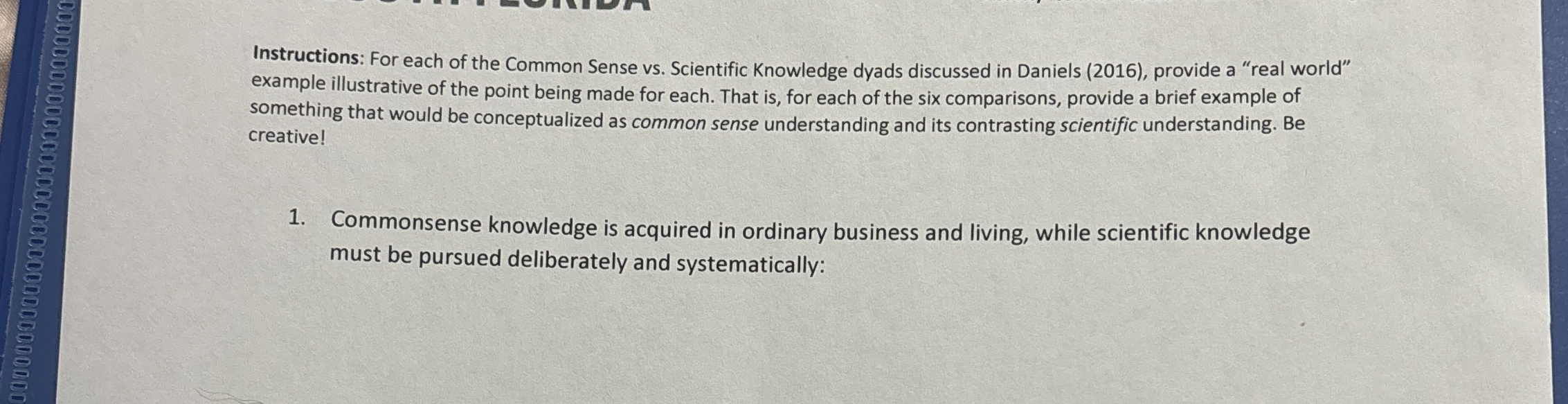 Solved Instructions: For each of the Common Sense vs. | Chegg.com