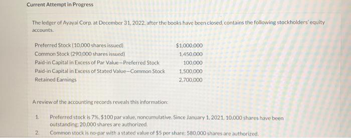 Solved Current Attempt in Progress The ledger of Ayayai | Chegg.com