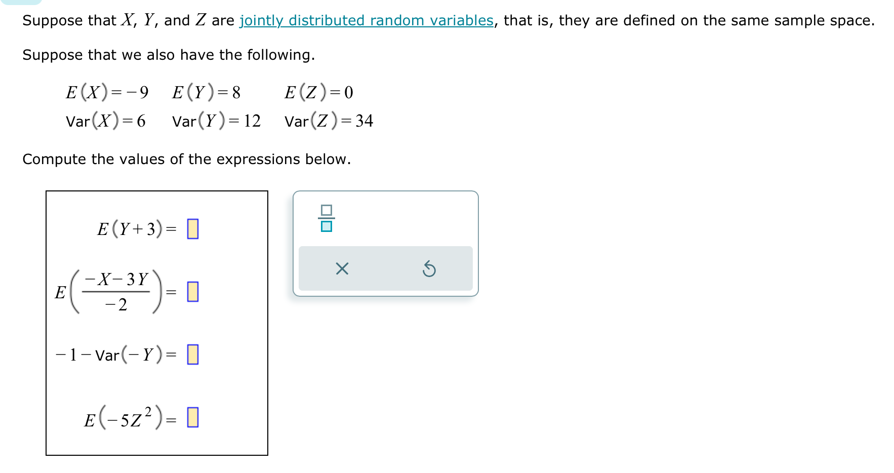 Solved Suppose that x,Y, ﻿and Z ﻿are jointly distributed | Chegg.com