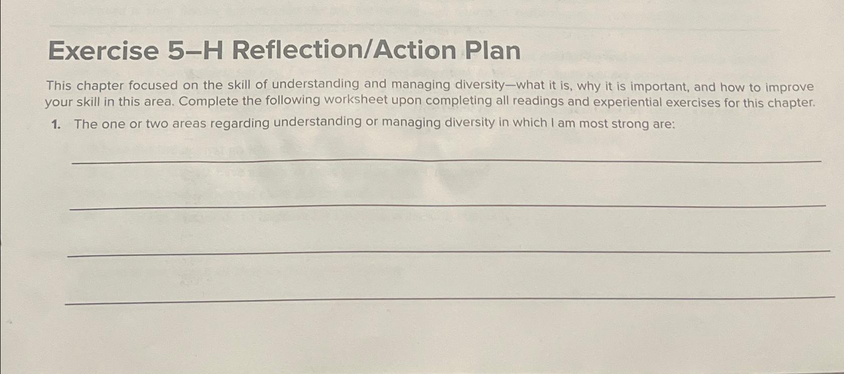 Solved Exercise 5-H Reflection/Action PlanThis chapter | Chegg.com