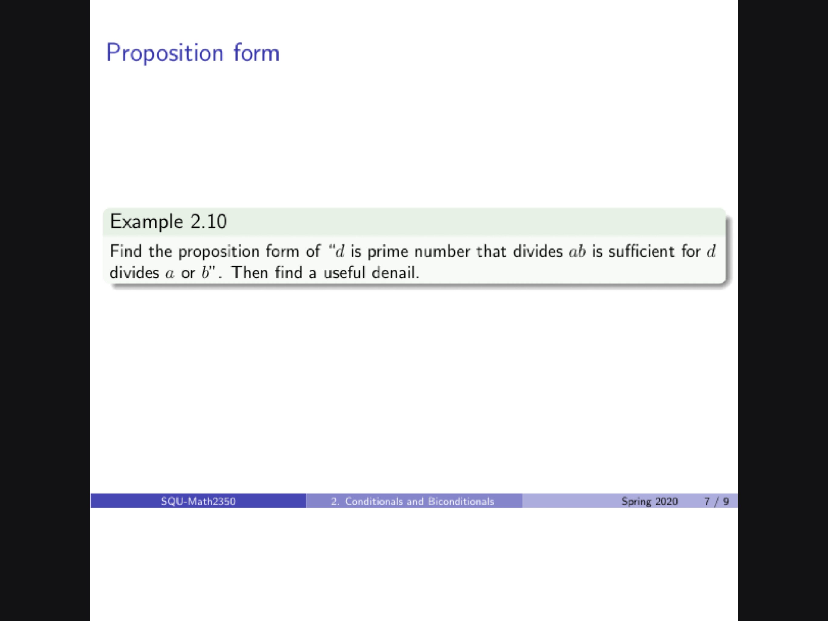 Solved Proposition formExample 2.10Find the proposition form | Chegg.com