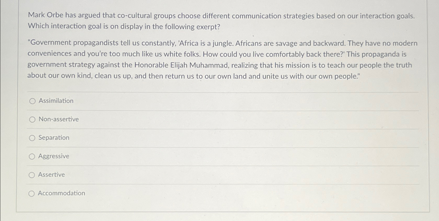 Solved Mark Orbe has argued that co-cultural groups choose | Chegg.com