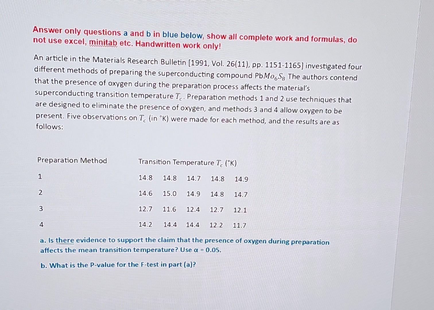 Solved Answer only questions a and b in blue below, show all | Chegg.com