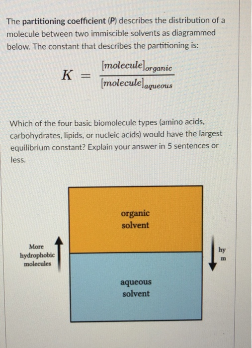Solved The partitioning coefficient (P) describes the | Chegg.com