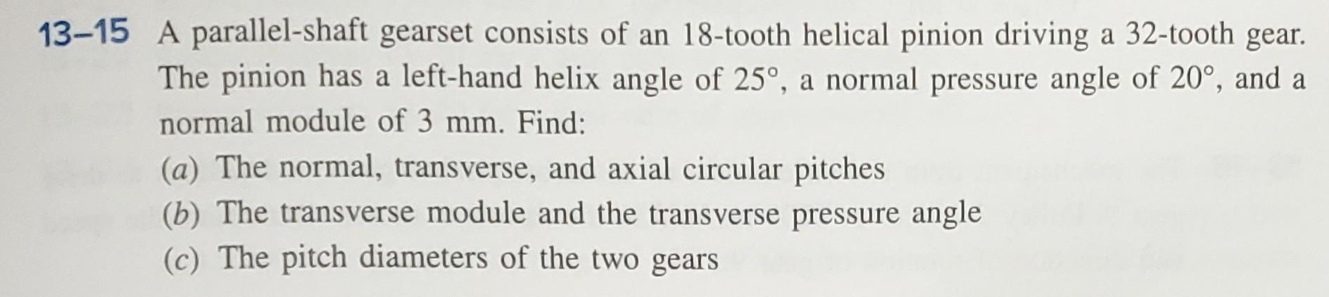 Solved 13-15 A parallel-shaft gearset consists of an | Chegg.com