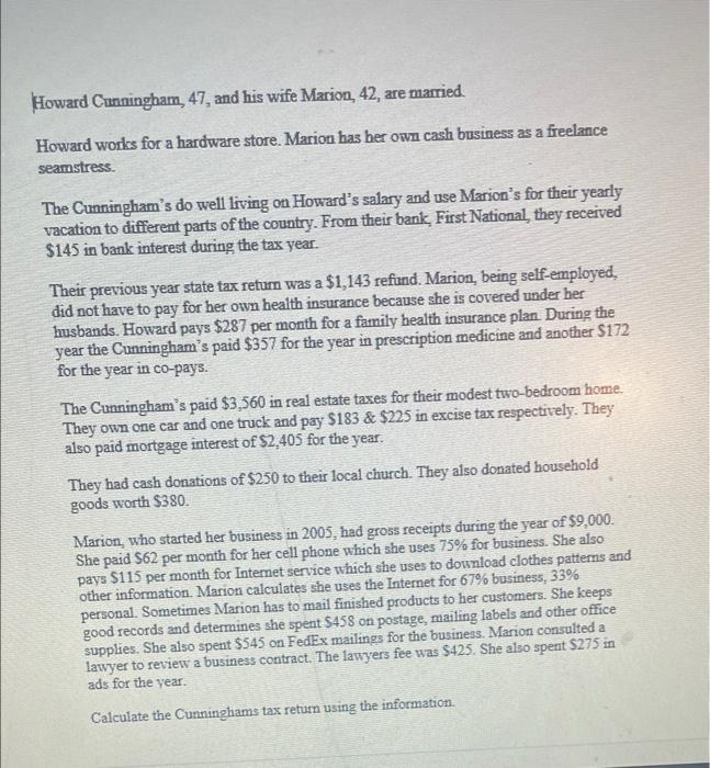 Howard Cunningham, 47, and his wife Marion, 42, are | Chegg.com