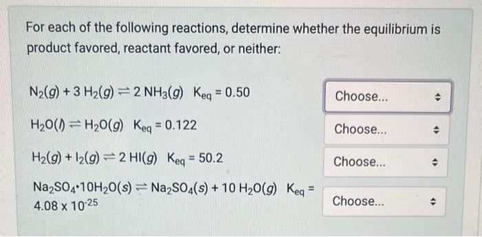 Solved For each of the following reactions, determine | Chegg.com