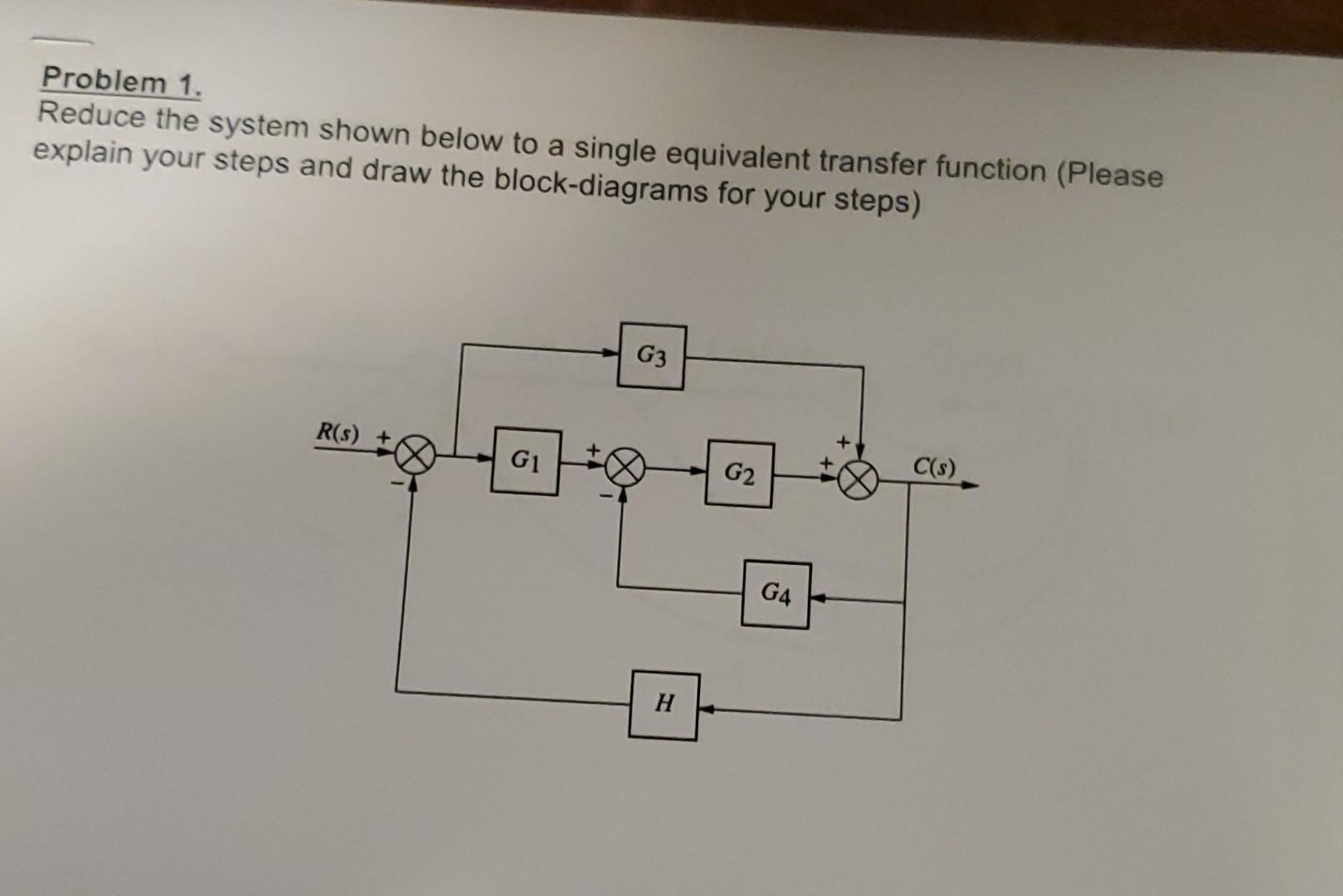 Solved Problem 1. Reduce the system shown below to a single | Chegg.com