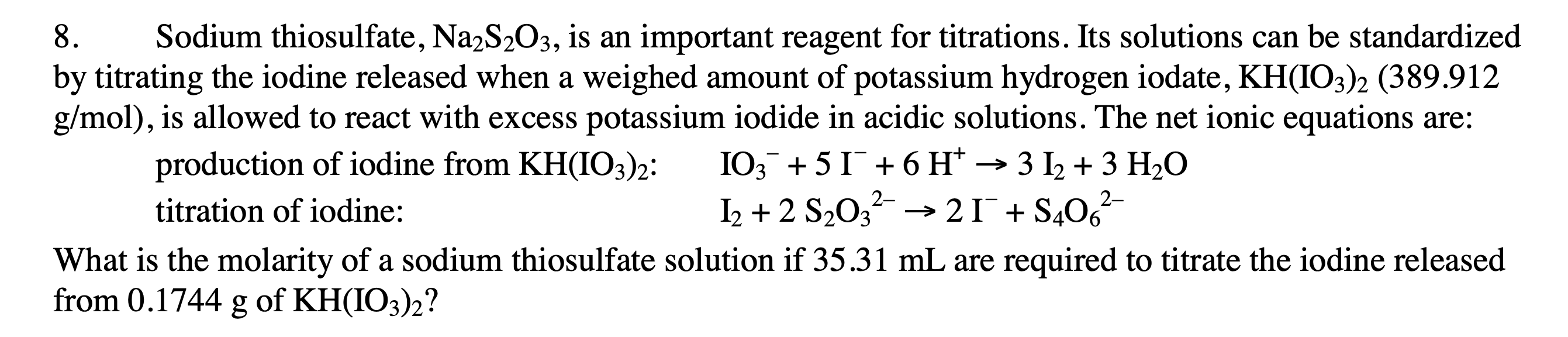 Solved Sodium thiosulfate, Na2S2O3, is an ﻿important reagent | Chegg.com