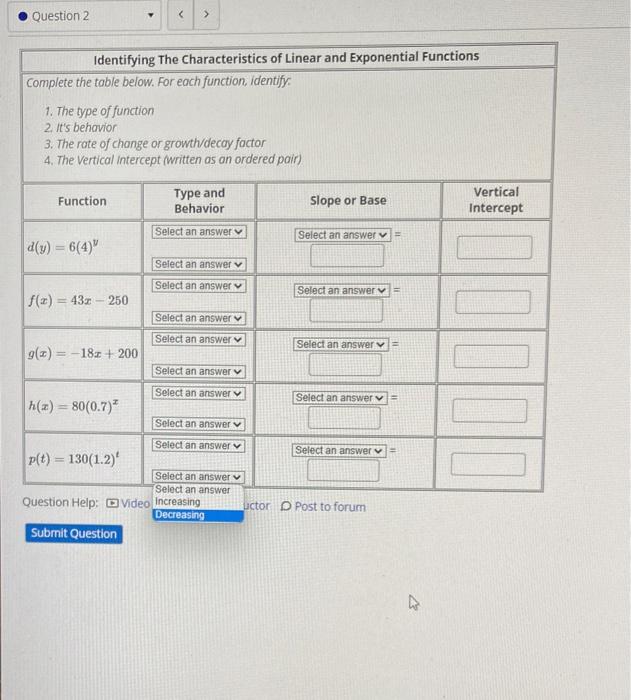 Solved Identifying The Characteristics Of Linear And 