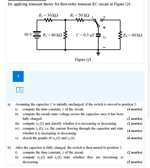Solved By applying transient theory for first-order | Chegg.com