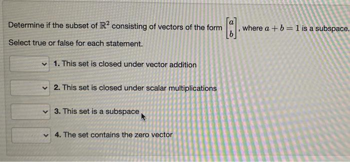 Solved Determine if the subset of R2 consisting of vectors | Chegg.com