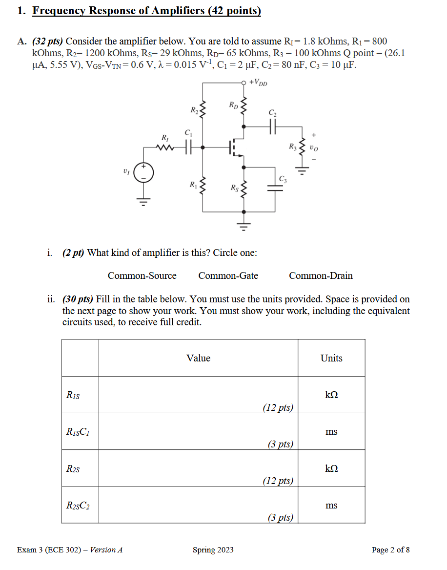 Frequency Response of Amplifiers (42 ﻿points) ﻿A. (32 | Chegg.com