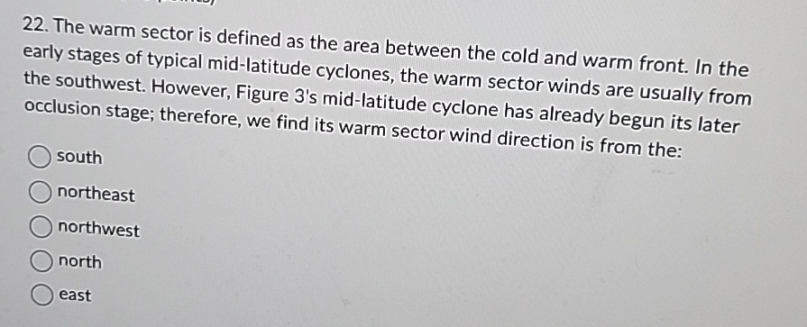 Solved The warm sector is defined as the area between the | Chegg.com