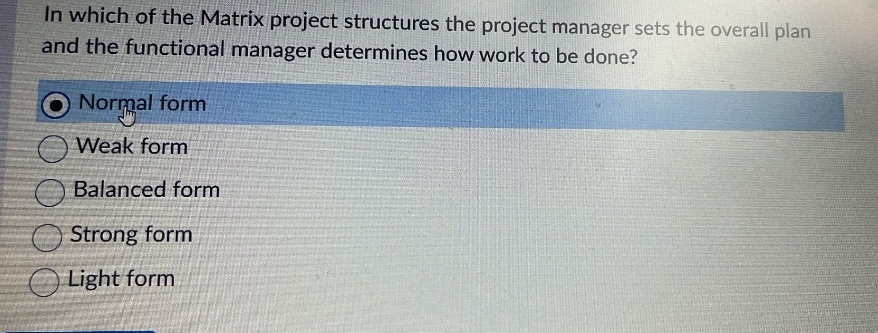 Solved In which of the Matrix project structures the project | Chegg.com