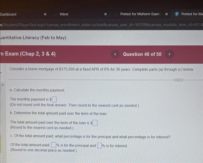 Solved Consider a home mortgage of $175,000 at a fixed APR | Chegg.com