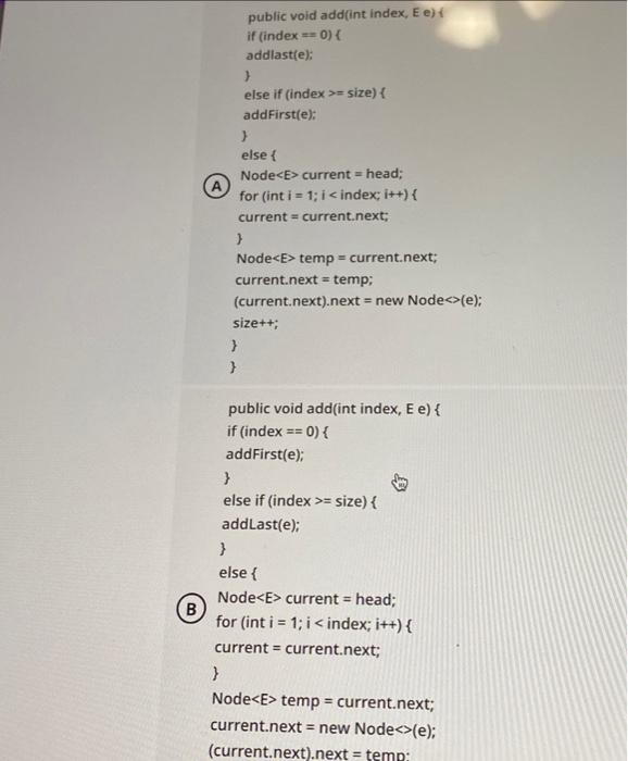 Solved For MyLinkedist, which "add" method is correct to add | Chegg.com