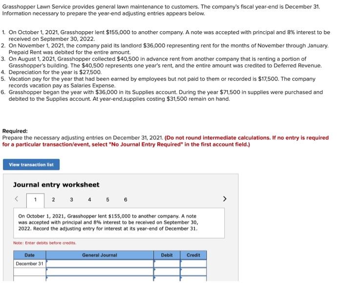 Solved Grasshopper Lawn Service provides general lawn | Chegg.com