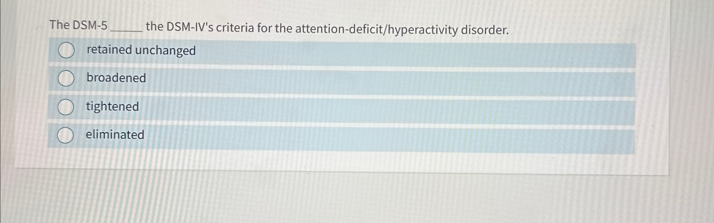 Solved The DSM-5 q, ﻿the DSM-IV's criteria for the | Chegg.com