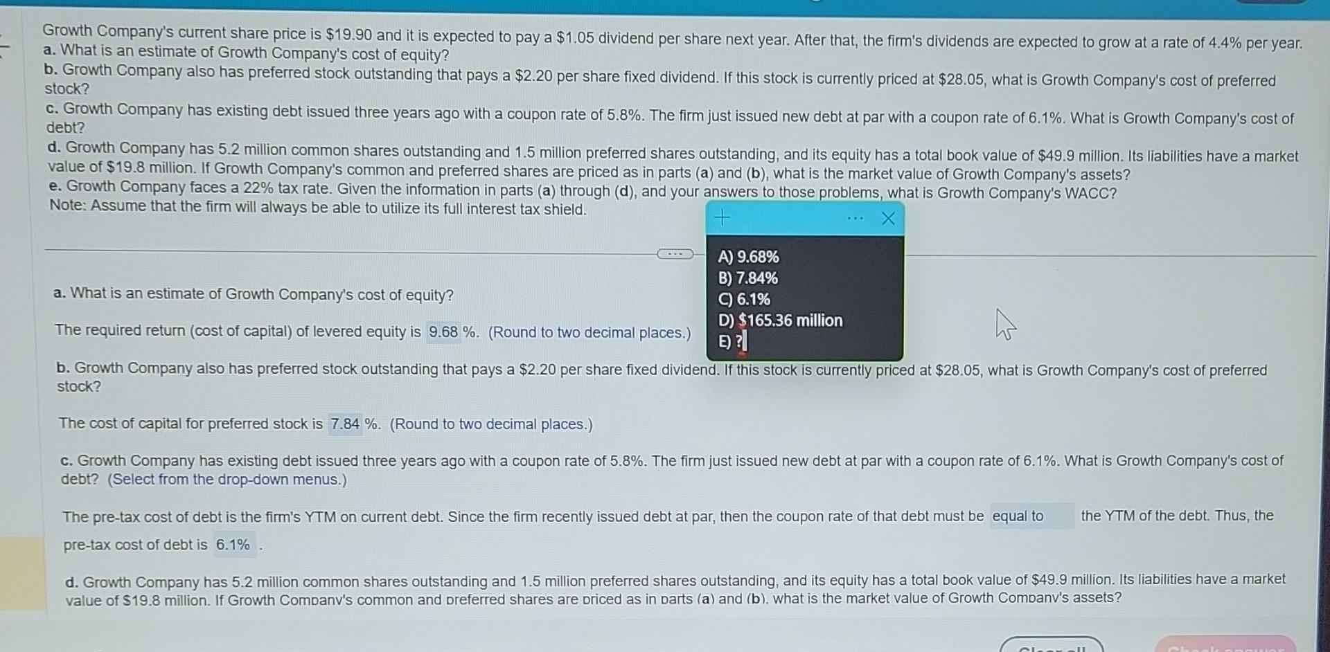 Solved I got E wrong, not sure what I did wrong. Can you | Chegg.com