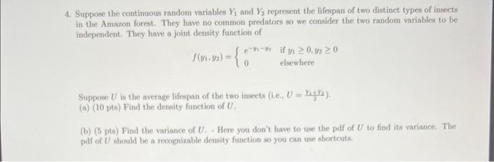 Solved 4. Suppose the continuous random variables Y1 and Y2 | Chegg.com