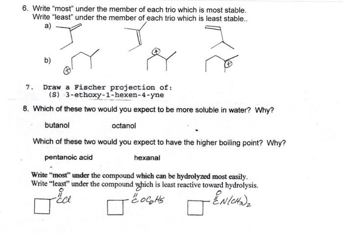 Solved 6. Write "most" under the member of each trio which | Chegg.com