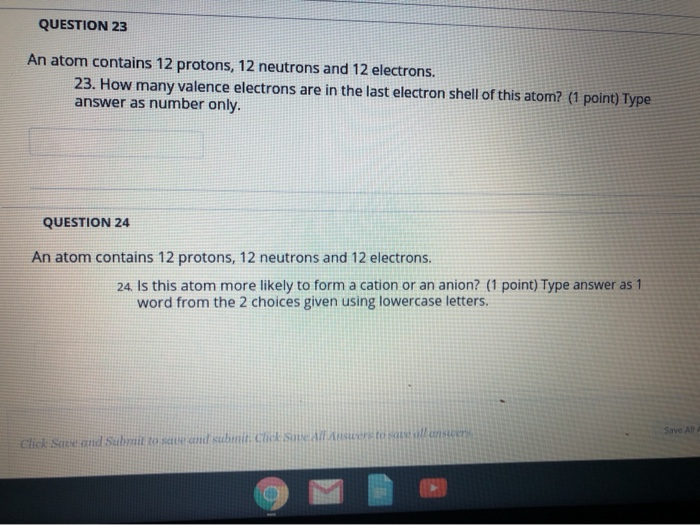 Solved QUESTION 23 An atom contains 12 protons, 12 neutrons | Chegg.com
