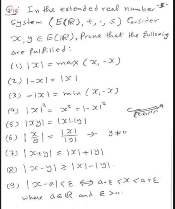 Solved Q15: In the extended real number system (ECIR), t., | Chegg.com