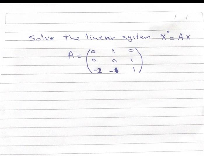 Solved / 1 solve the linear system x = AX o 1 0 Az 0 o | Chegg.com