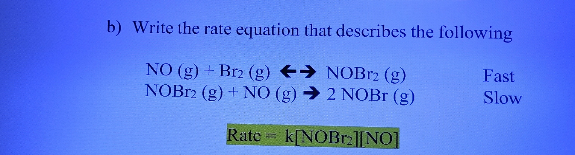 Solved b) ﻿Write the rate equation that describes the | Chegg.com