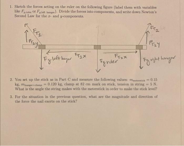 Solved 1. Sketch the forces acting on the ruler on the | Chegg.com