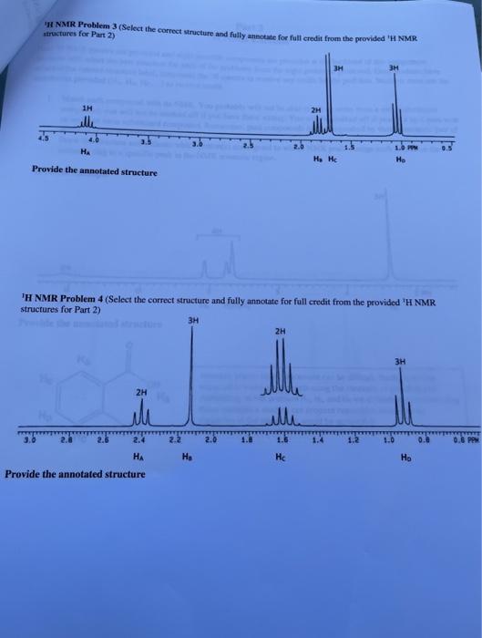 Solved Part 2 'H NMR Exercise Four 'H NMR spectra are | Chegg.com