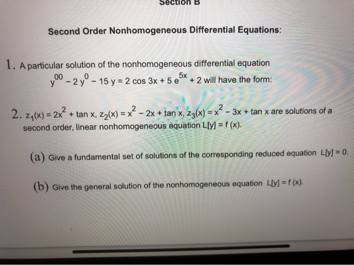 Solved Section B Second Order Nonhomogeneous Differential | Chegg.com